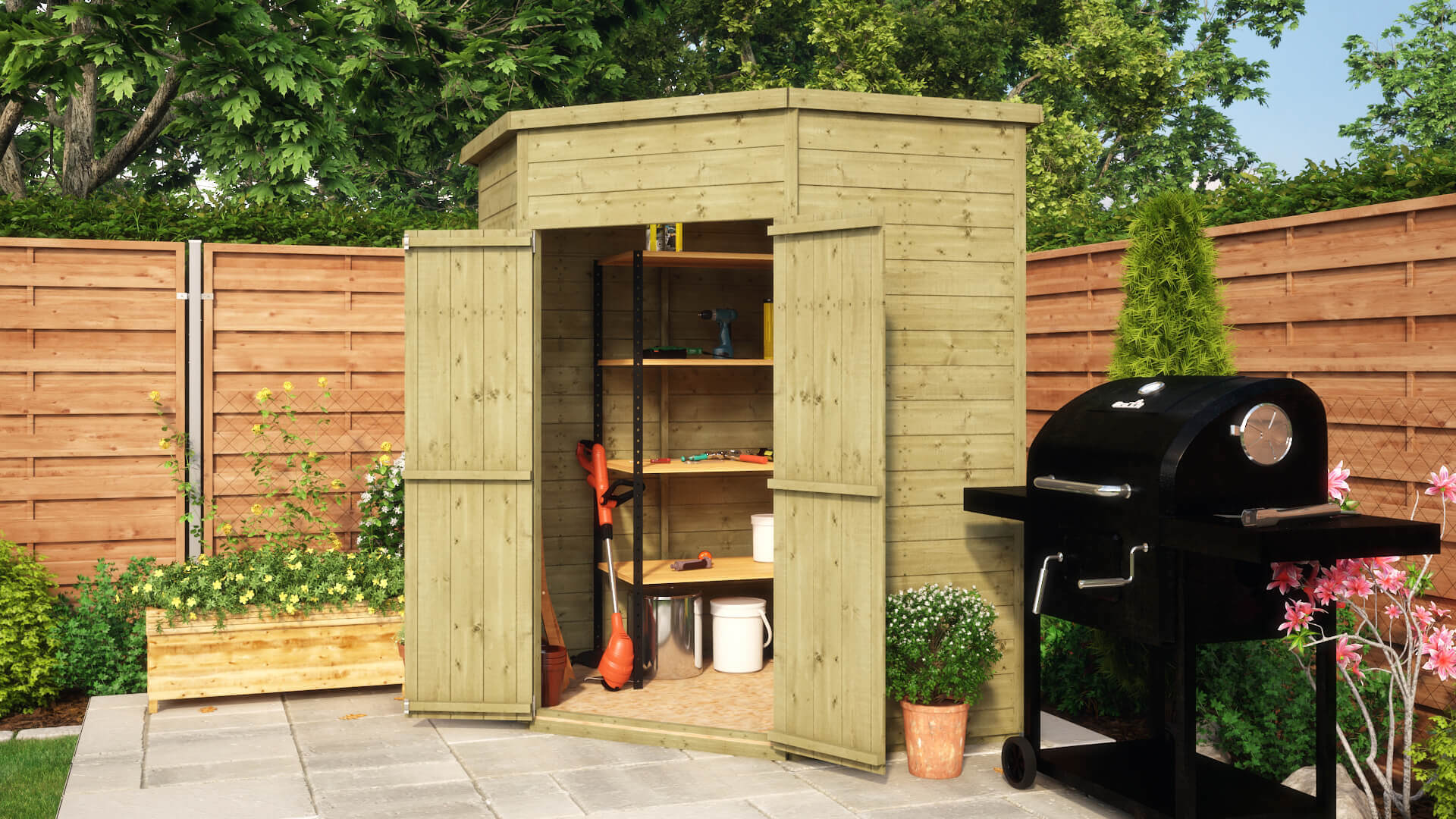 Pressure Treated Corner Windowless Shed | Project Timber
