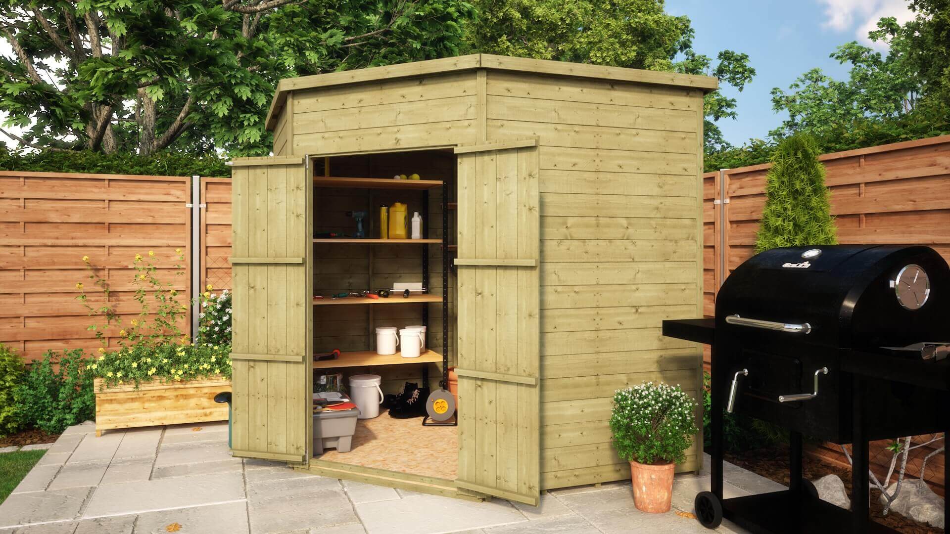 Pressure Treated Corner Windowless Shed | Project Timber