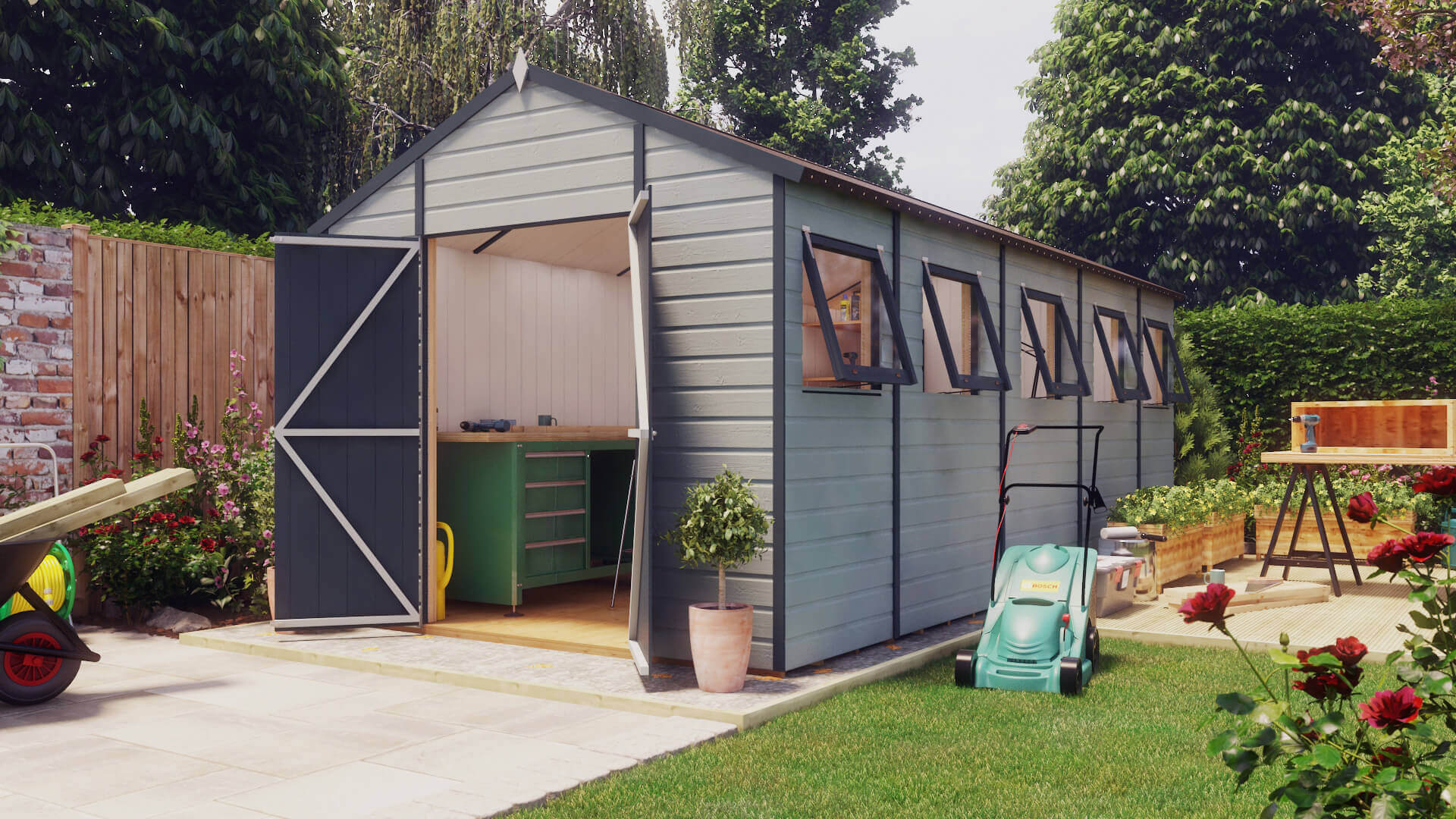 18 x 8 Wooden Garden Sheds | Project Timber | Free UK Delivery