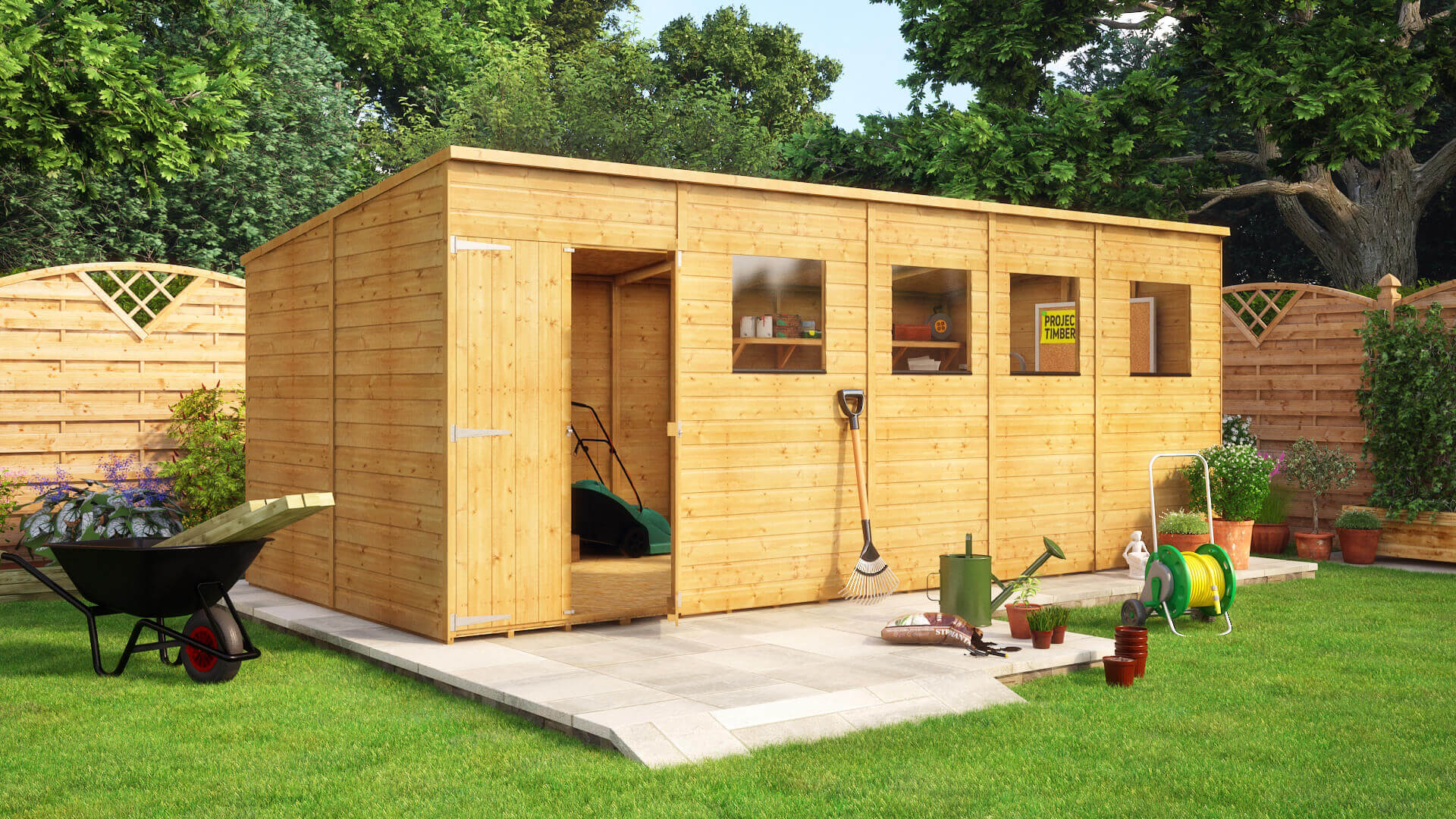 18 x 8 Wooden Garden Sheds | Project Timber | Free UK Delivery