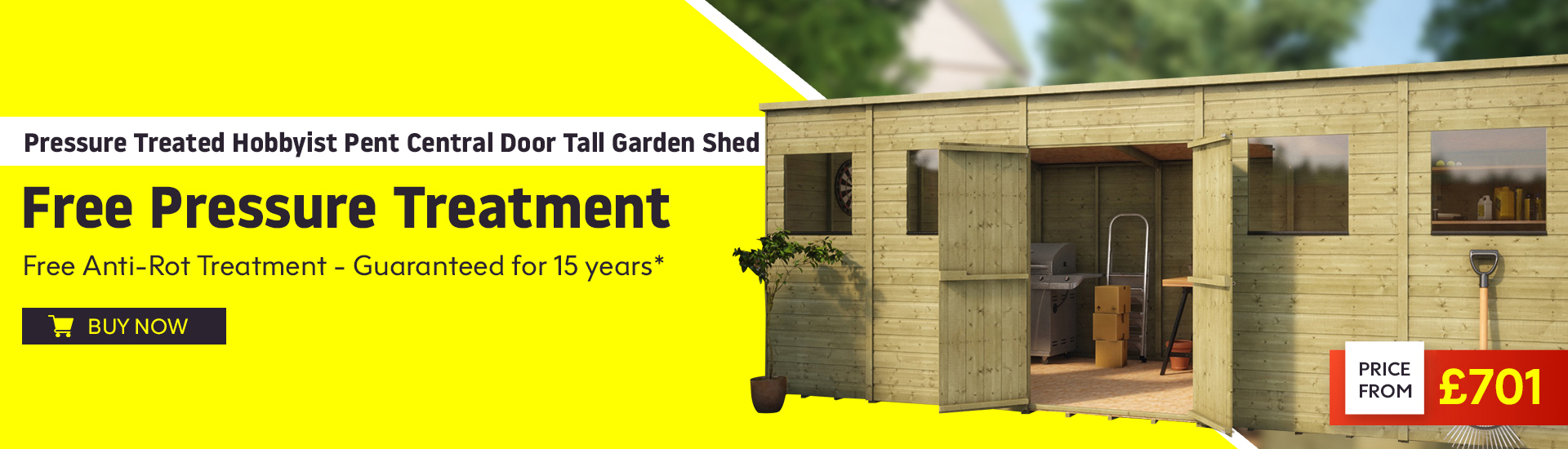 Pressure Treated, Shiplap, Loglap, T&G and Windowless Garden Sheds